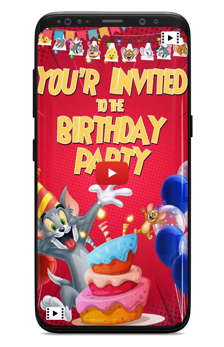 Tom and Jerry birthday invitation video | Premium design