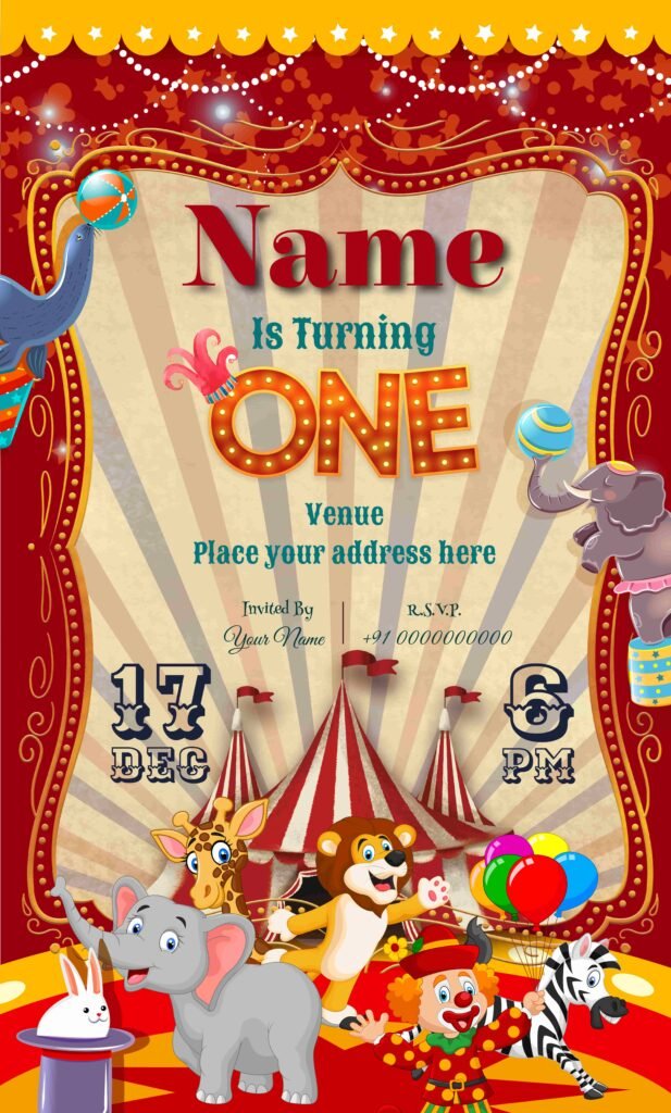Circus Carnival Birthday Invitation card | 3video