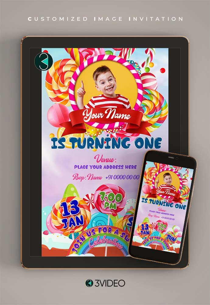 Candyland Birthday Invitation Image Card | online | 3video