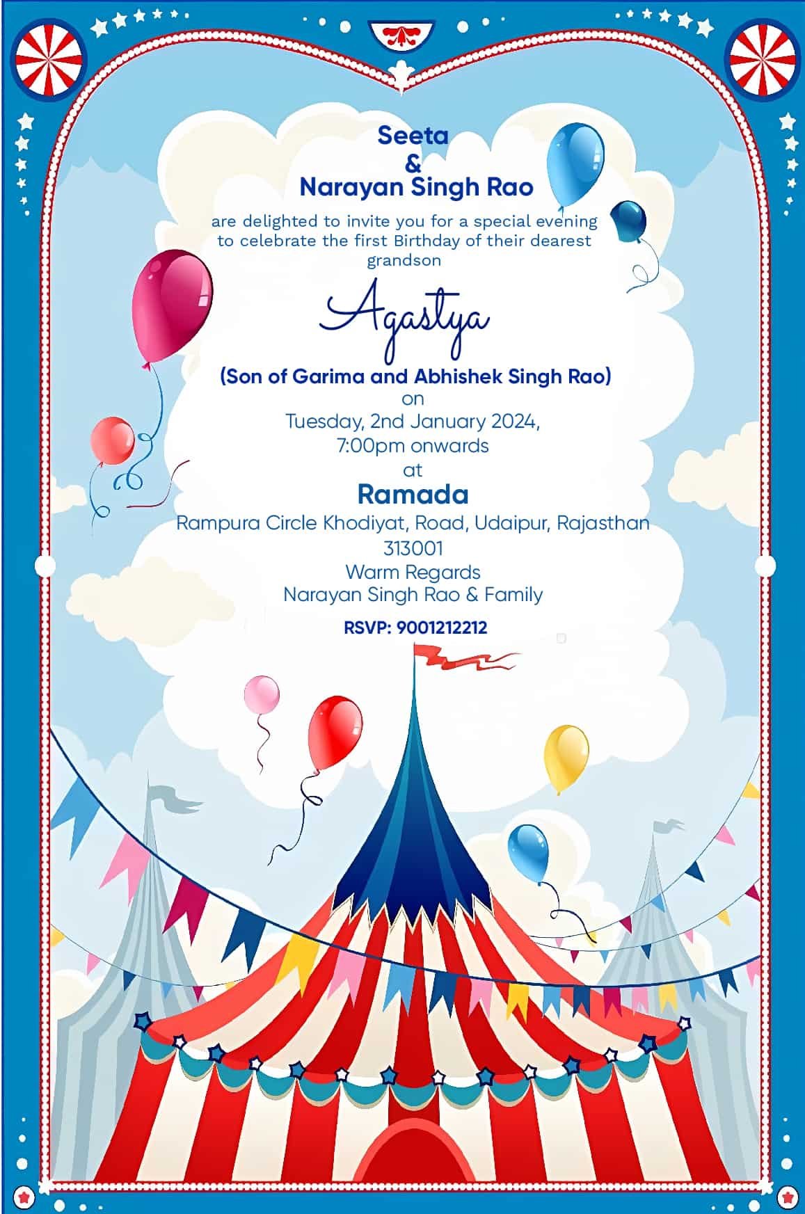 Circus Carnival Birthday Invitations Printable Circus/ Carnival