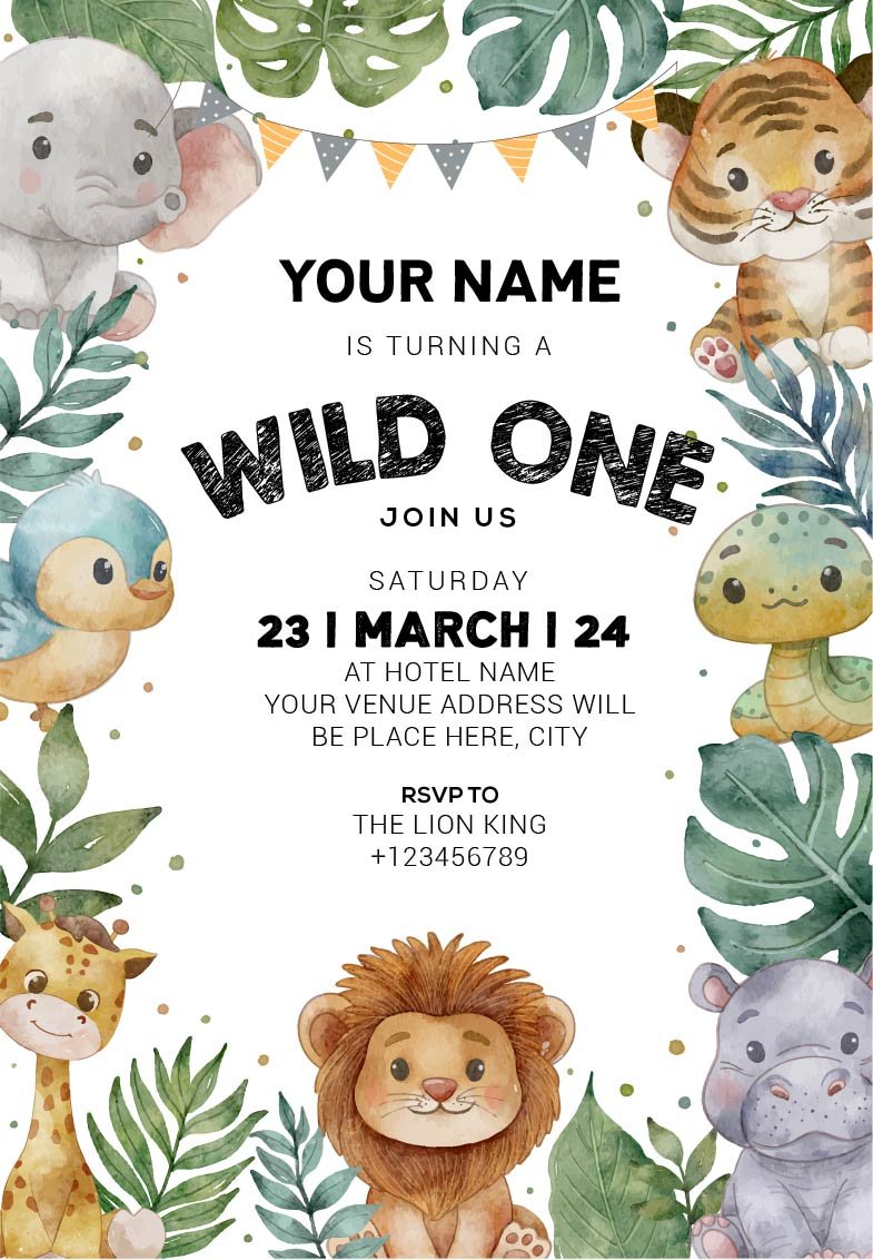 Jungle Birthday Invitation Card_V2A | 3video