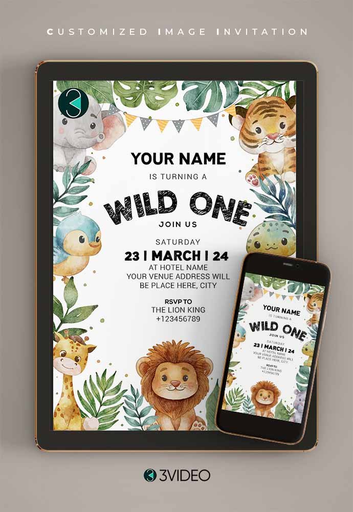 Jungle Birthday Invitation Card_V2A | 3video