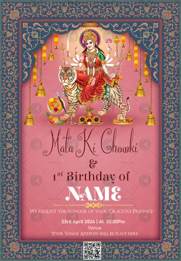 Mata ki chowki Birthday Invitation Card_V2 | 3video