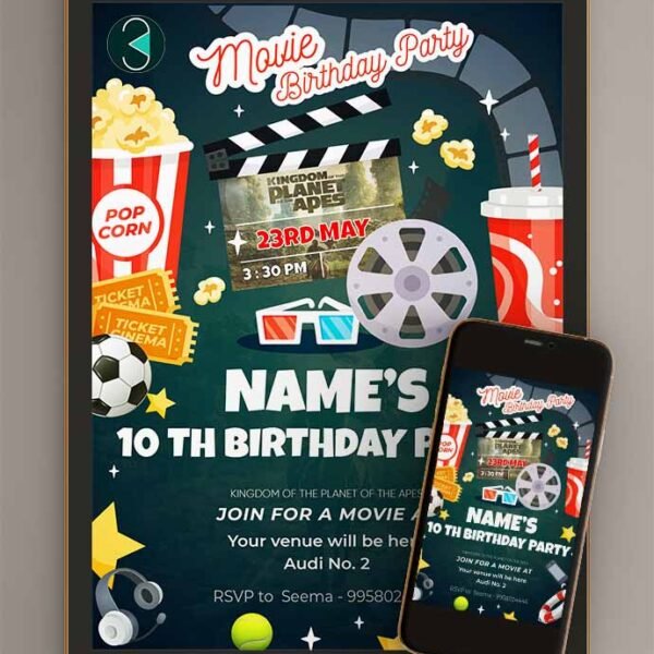 Movie Birthday Invitation Card — 3video