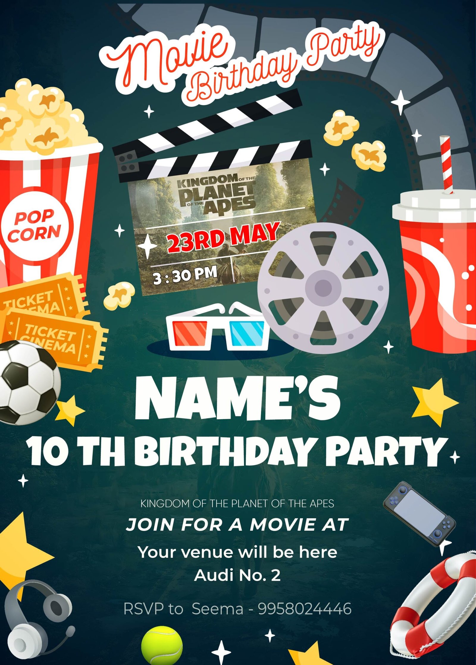 Movie Birthday Invitation Card | 3video