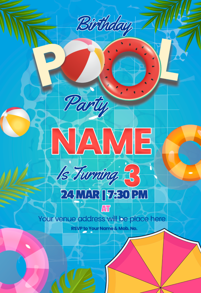 Pool Party Birthday Invitation Card — 3video