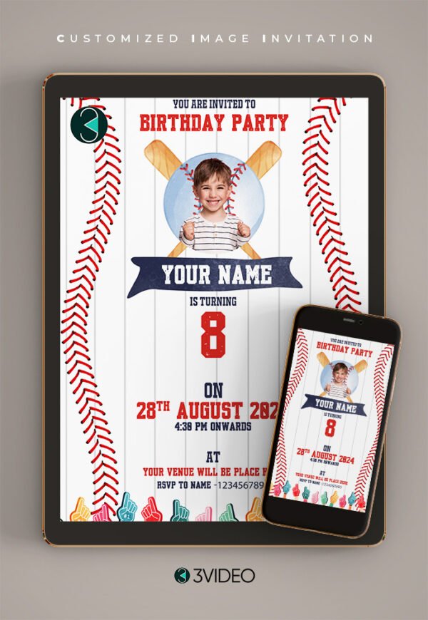 Baseball Birthday Invitation Card | 3video