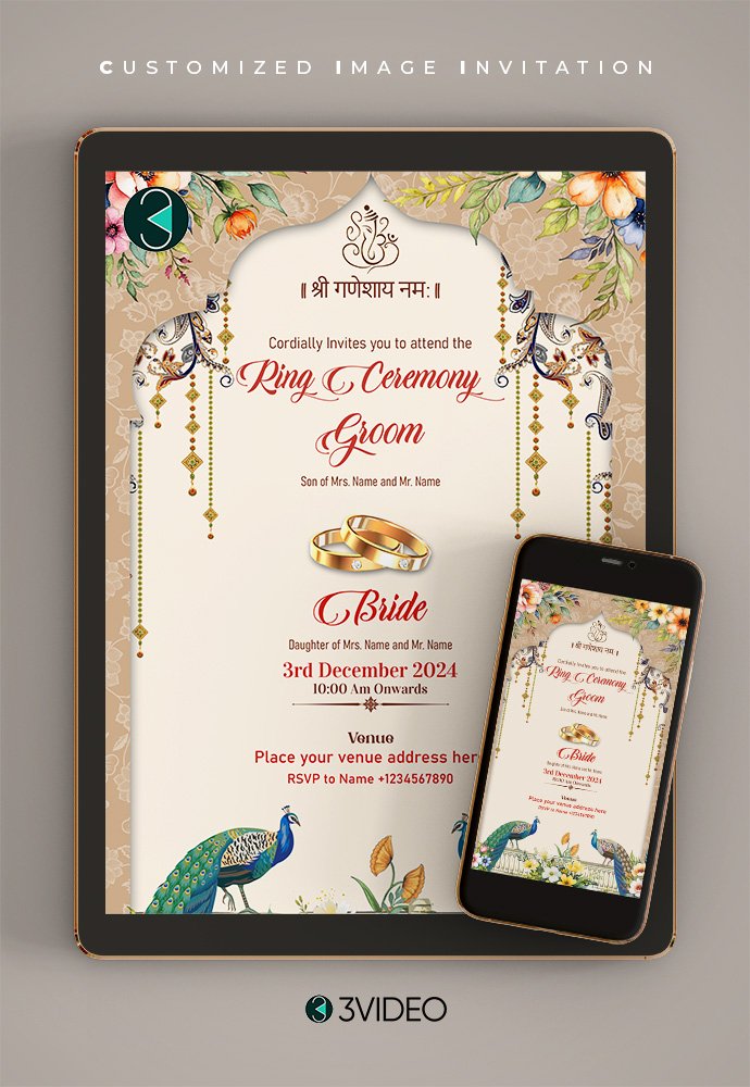 Engagement & Ring Ceremony Invitation Image Card | 3video