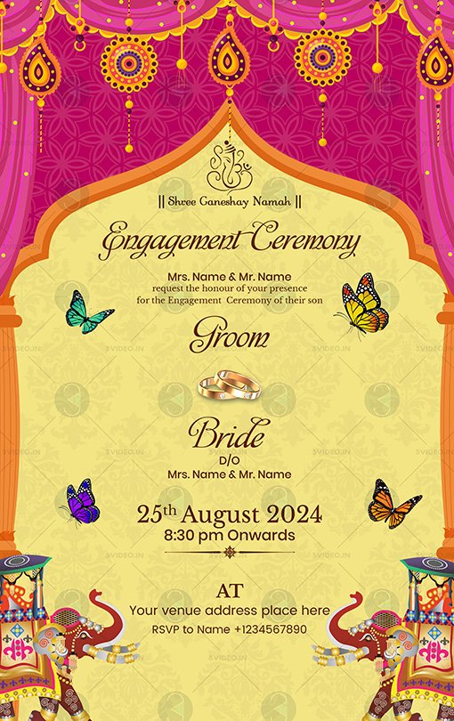Engagement & Ring Ceremony Invitation Image Card | 3video