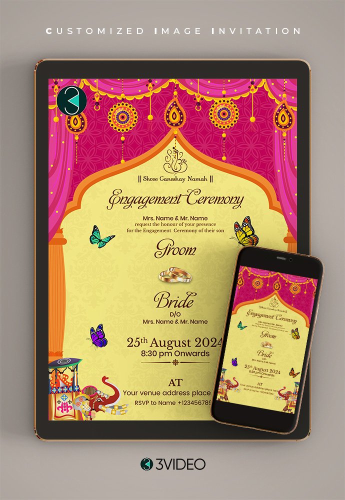 Engagement & Ring Ceremony Invitation Image Card | 3video