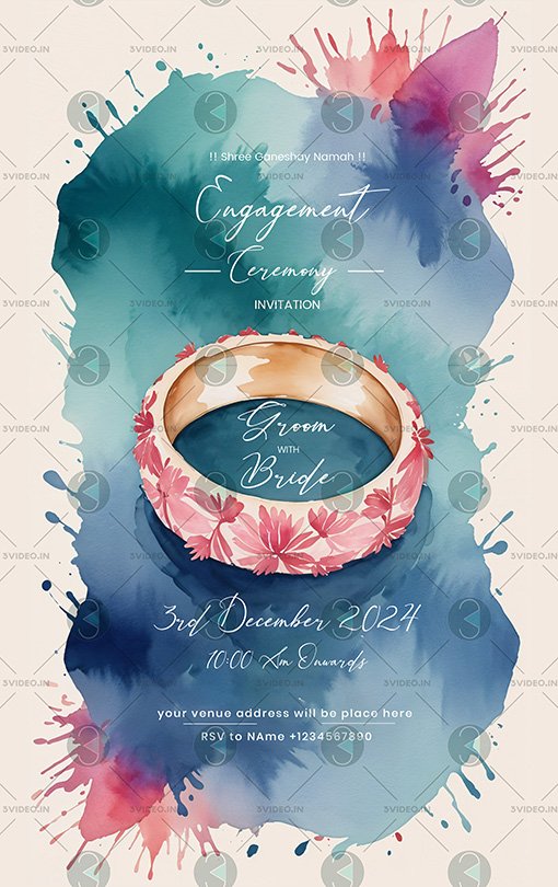 Engagement & Ring Ceremony Invitation Image Card | 3video