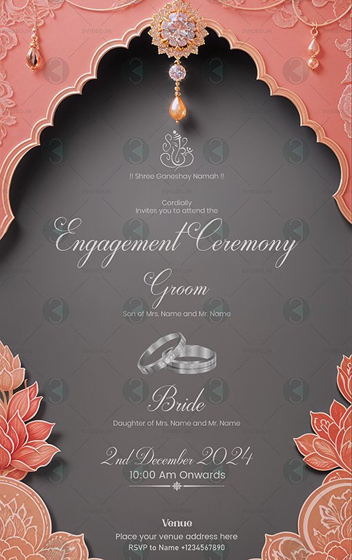 Engagement & Ring Ceremony Invitation Image Card — 3video