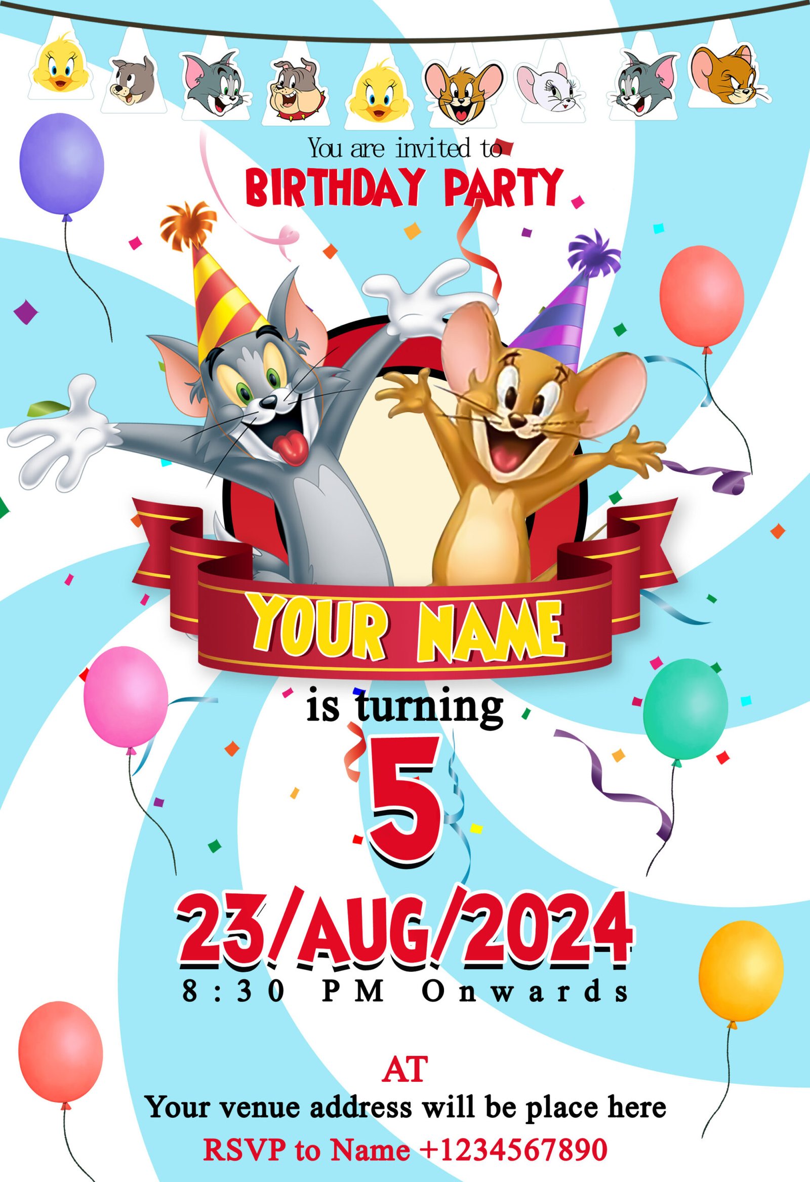 Tom and Jerry Birthday Invitation Card | 3video